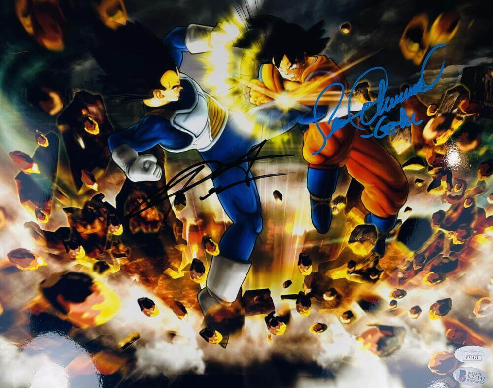 CHRIS SABAT SEAN SCHEMMEL SIGNED DRAGON BALL Z 11X14 METALLIC PHOTO BAS ...
