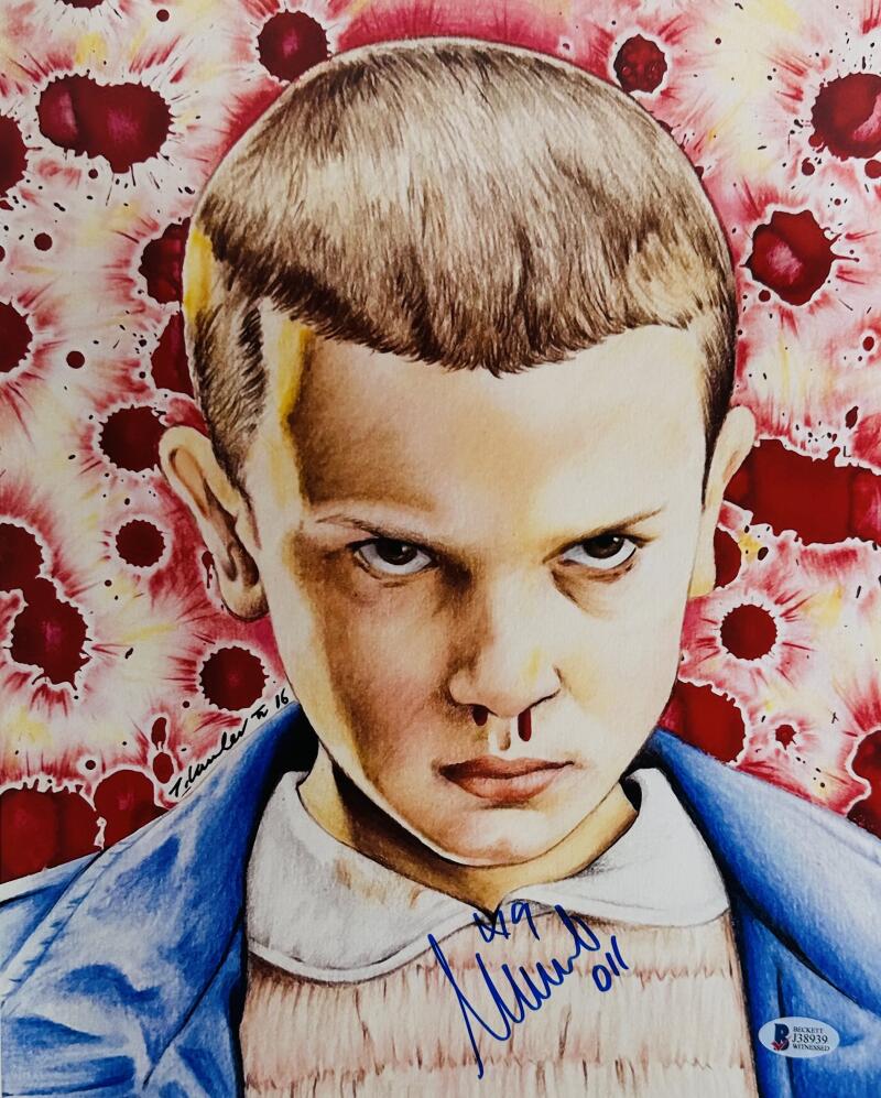 MILLIE BOBBY BROWN SIGNED 11X14 PHOTO ELEVEN STRANGER THINGS AUTOGRAPH ...