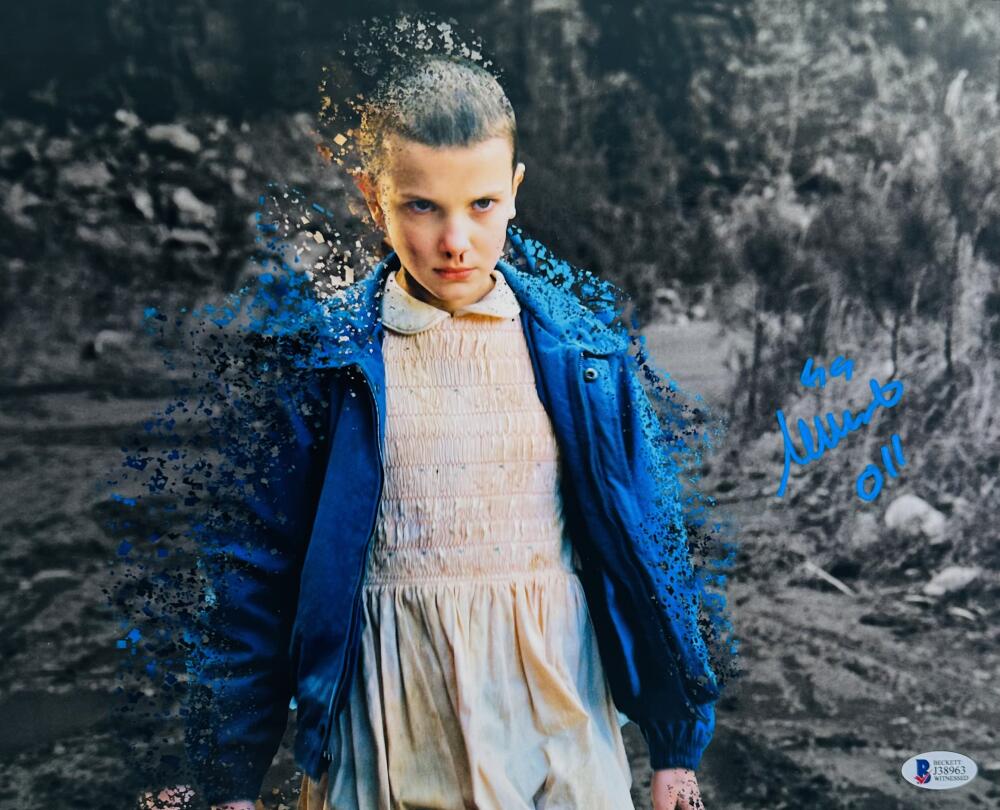 MILLIE BOBBY BROWN SIGNED 11X14 PHOTO ELEVEN STRANGER THINGS AUTOGRAPH ...