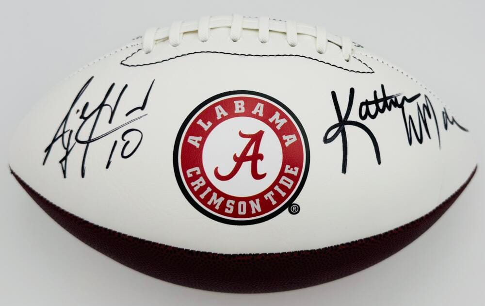 A.J. MCCARRON KATHERINE WEBB SIGNED ALABAMA CRIMSON TIDE LOGO FOOTBALL ...
