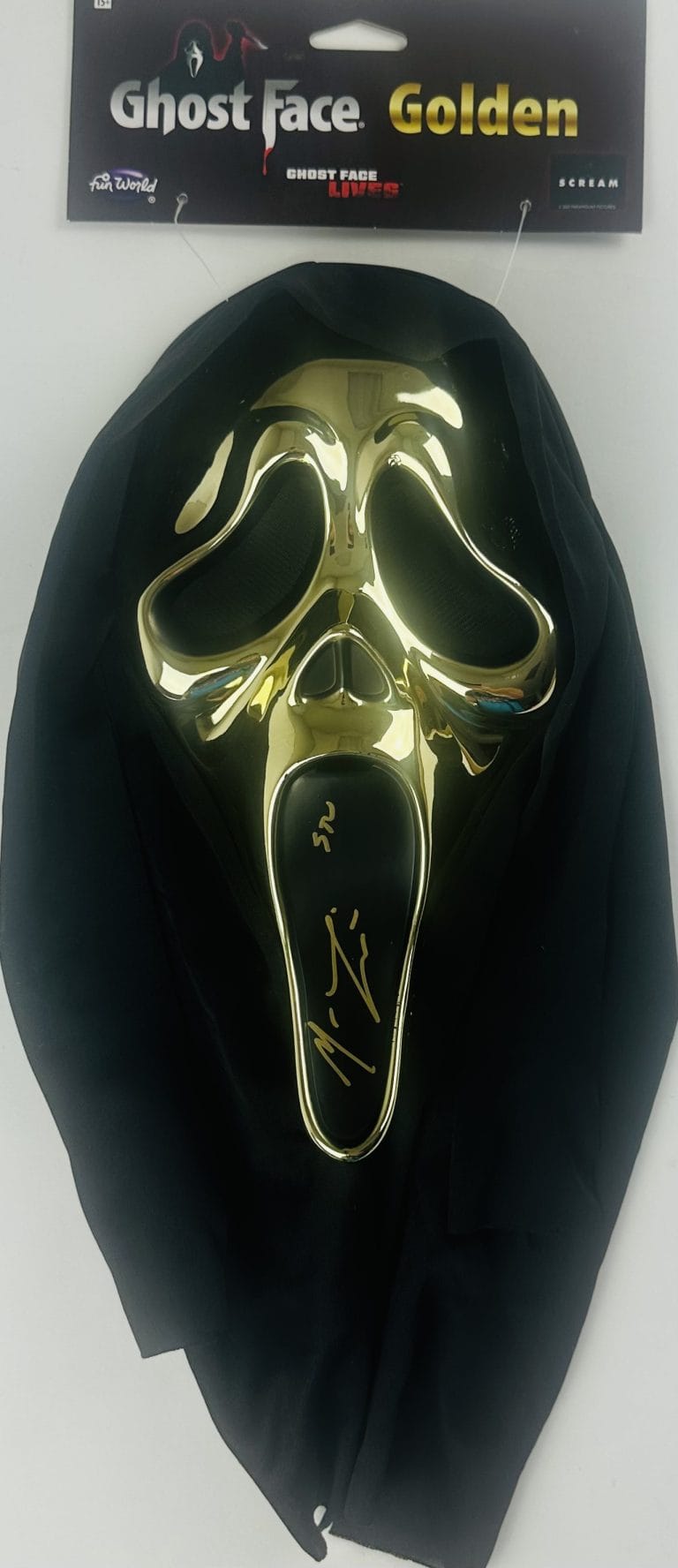 Matthew Lillard signed Ghostface gold chrome mask Scream horror ...
